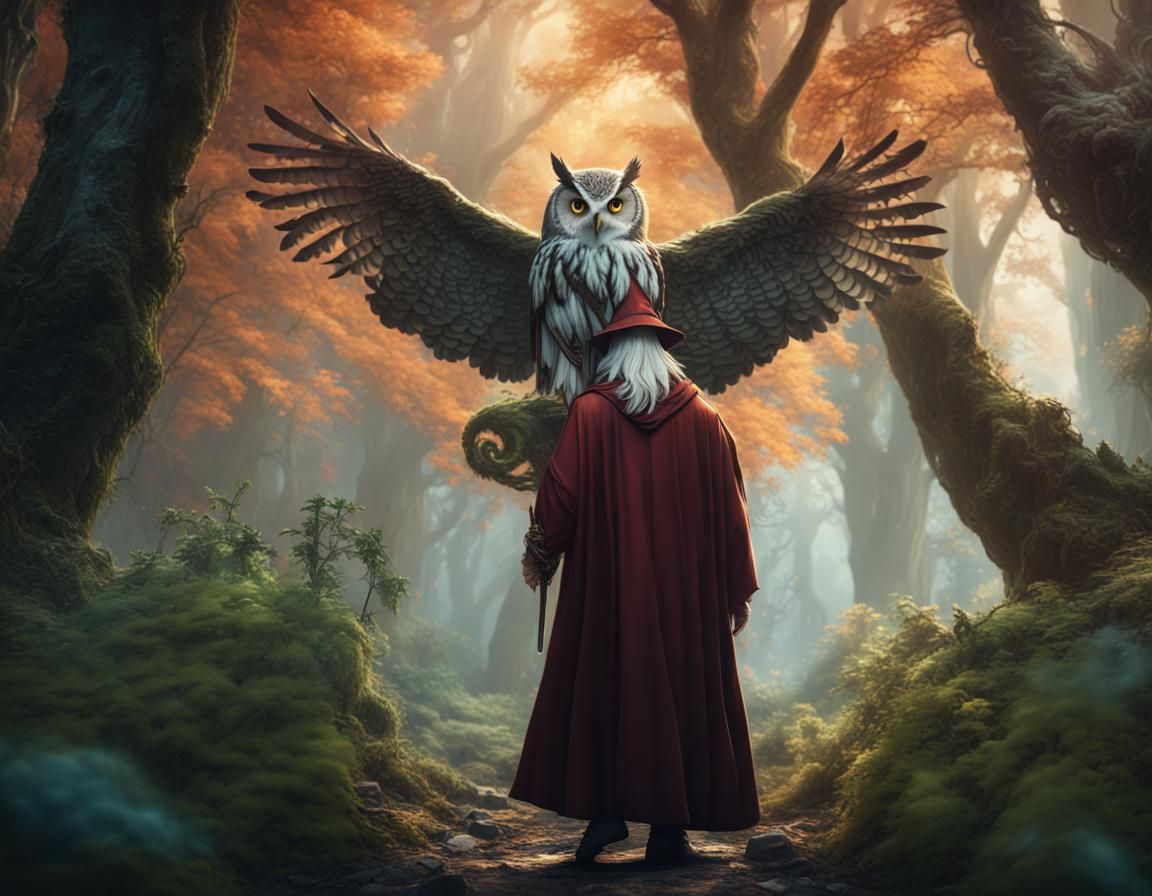 Merlin and the Owl - AI Generated Artwork - NightCafe Creator