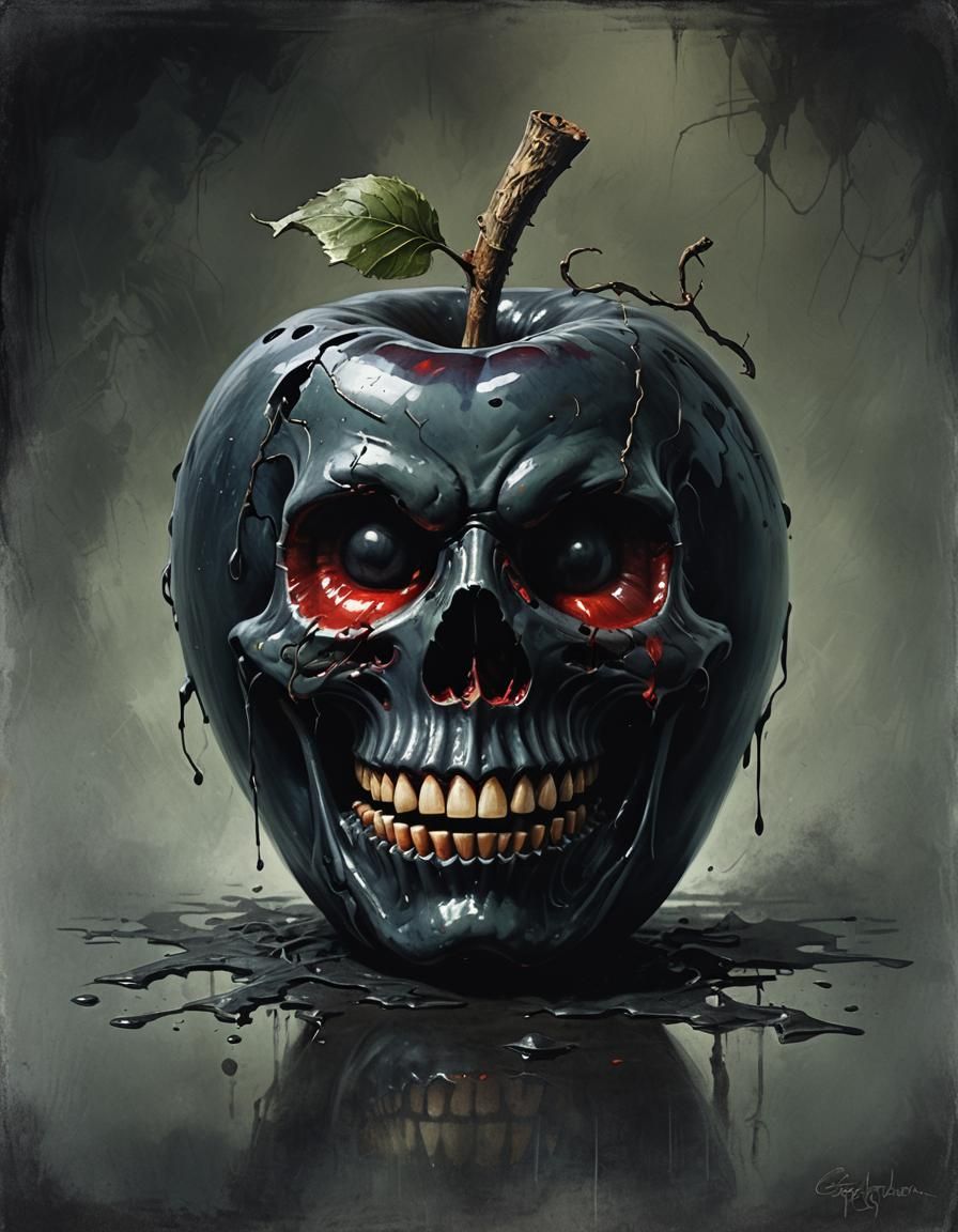dark creepy poison apple - AI Generated Artwork - NightCafe Creator