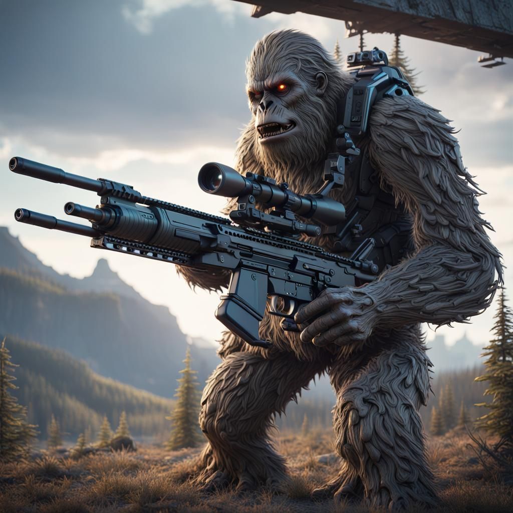Bigfoot war edition - AI Generated Artwork - NightCafe Creator