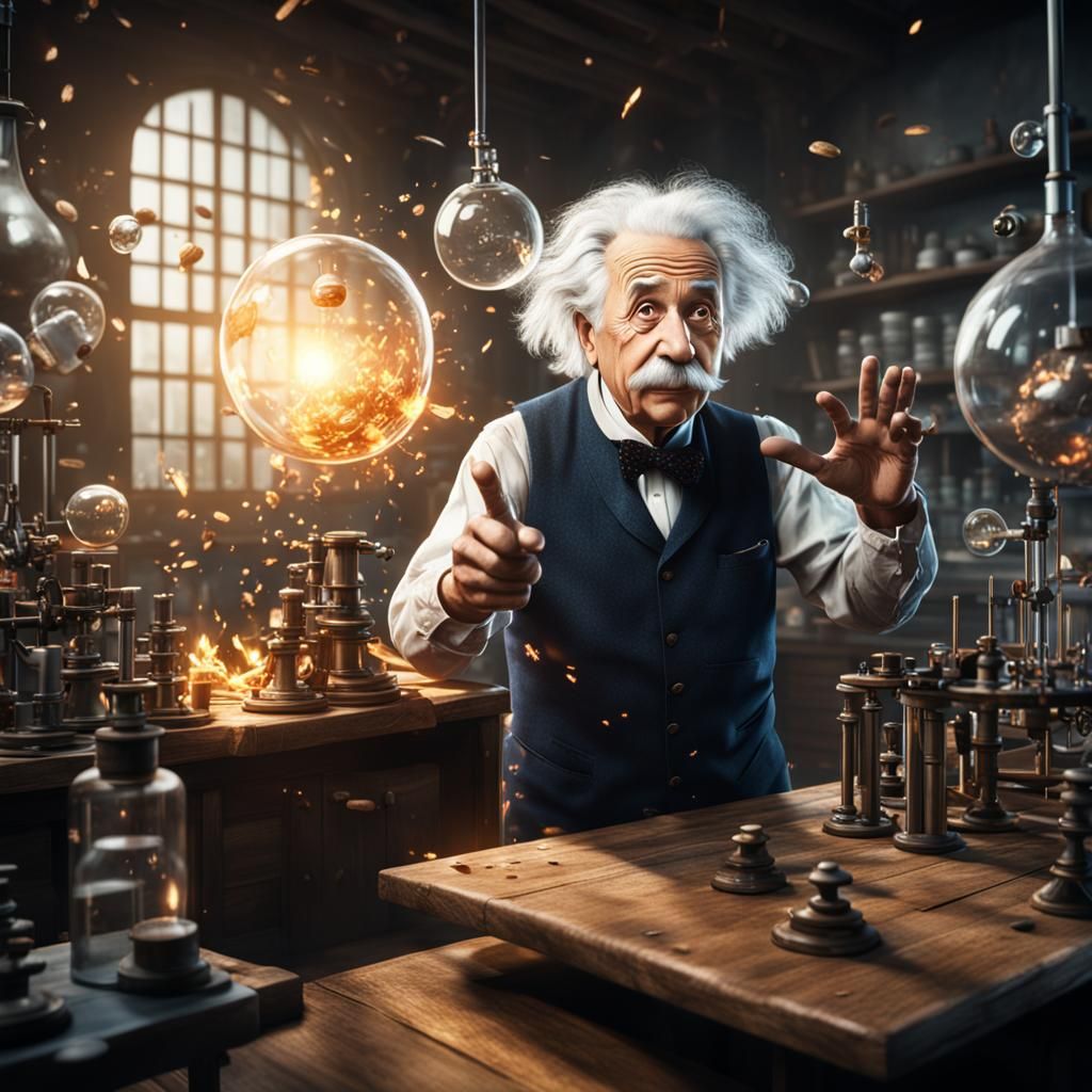 Einstein in his laboratory - AI Generated Artwork - NightCafe Creator