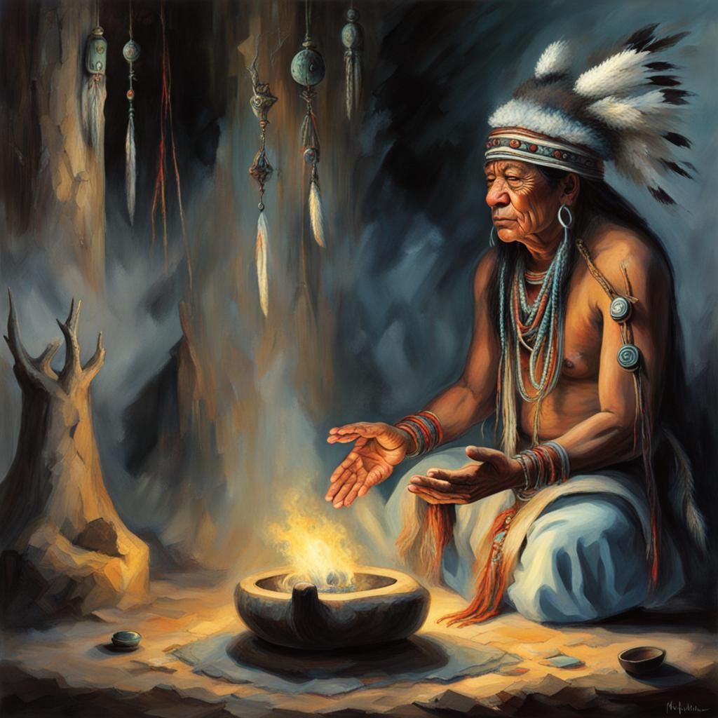 Shaman pray spirits - AI Generated Artwork - NightCafe Creator