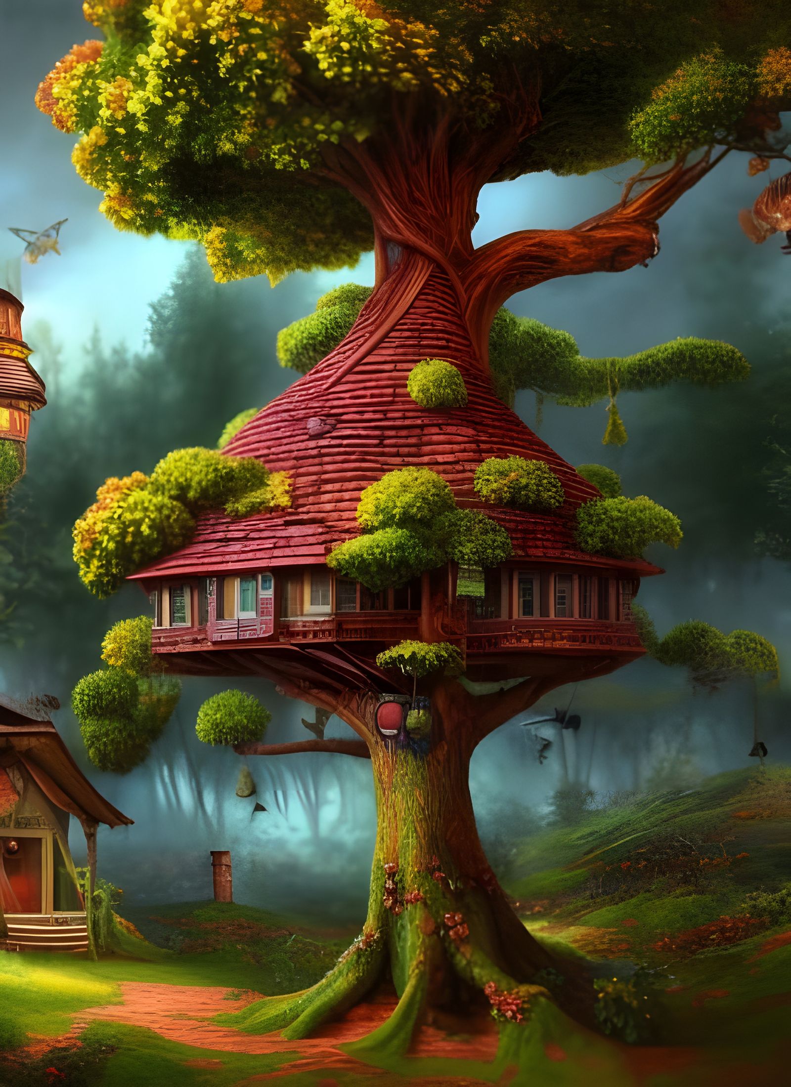 Beautiful Tree House - AI Generated Artwork - NightCafe Creator