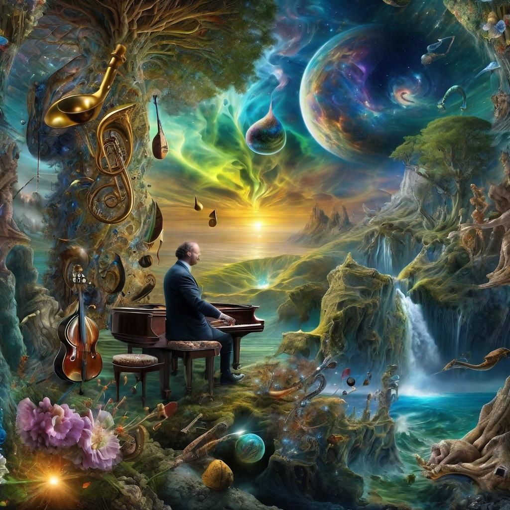 a beautiful surreal landscape with musical instruments salvadore dali ...