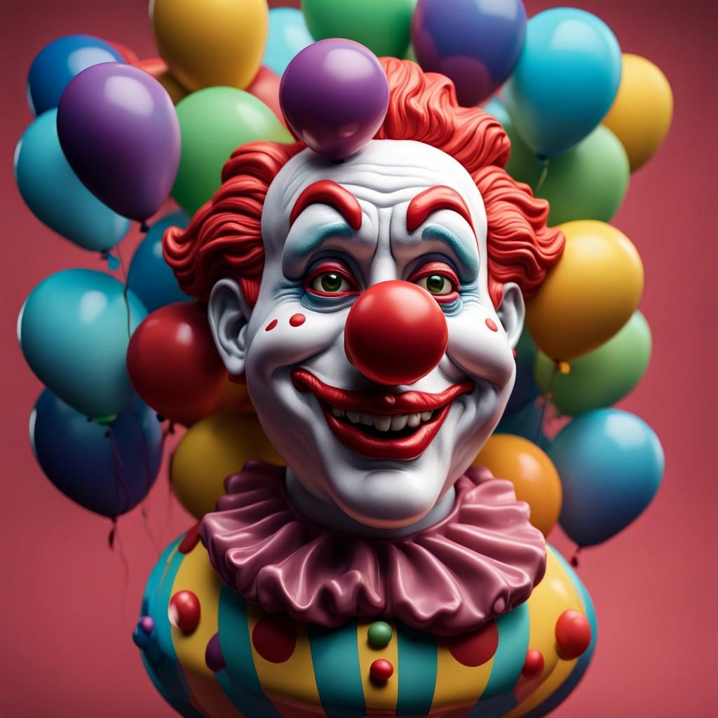 A Clown Bobblehead holding Different color ballons - AI Generated ...