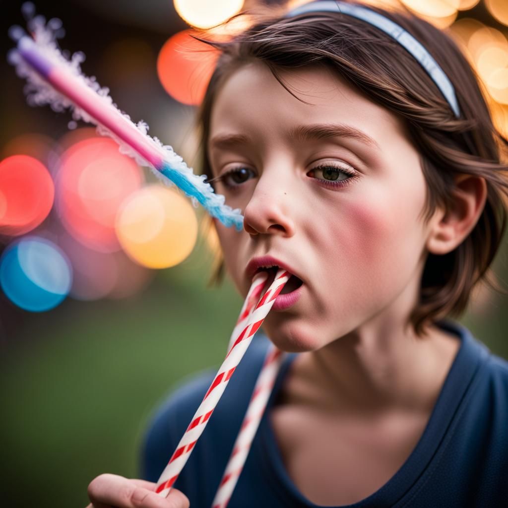 overly dramatic portrayal of someone snorting pixie sticks