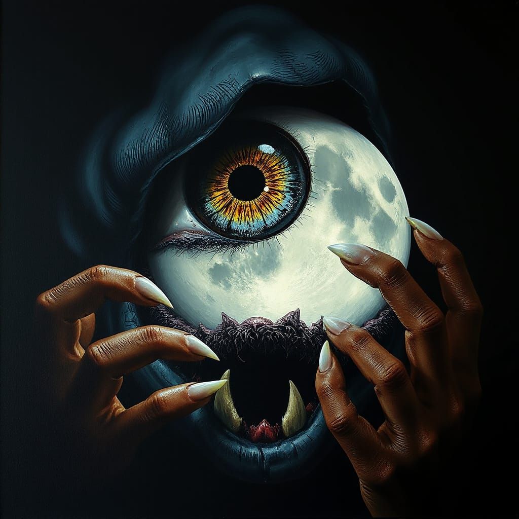 Full moon eyeball teeth claws - Eerie Full Moon with Teeth ...