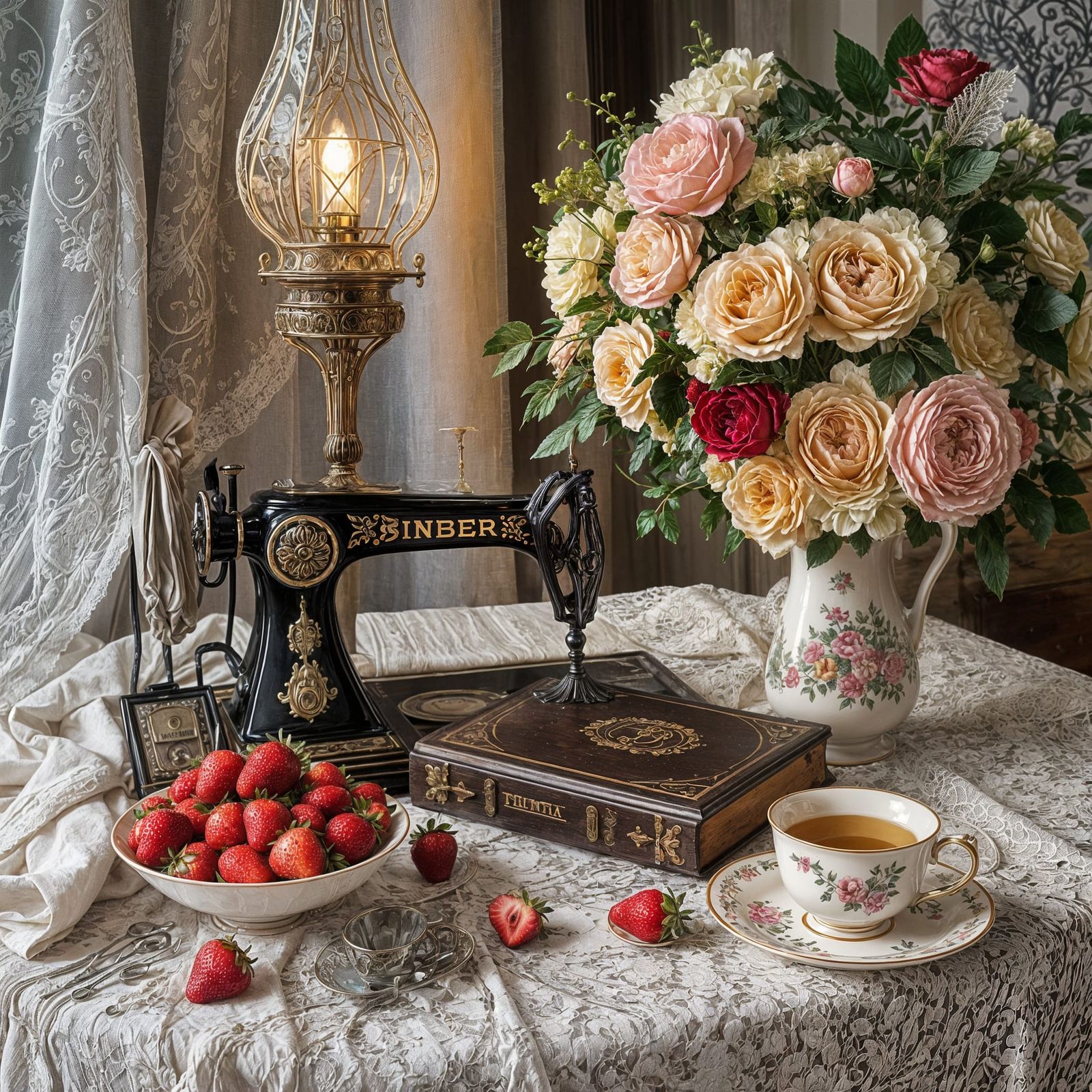 A still life arrangement - Vintage Elegance Still Life with ...