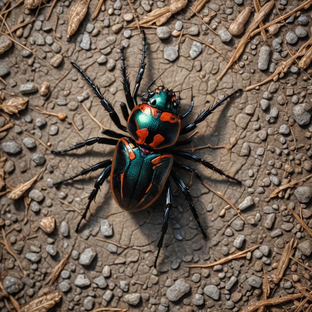A hyper-realistic hybrid-cross of a Beetle and a spider, 8k, hyper ...