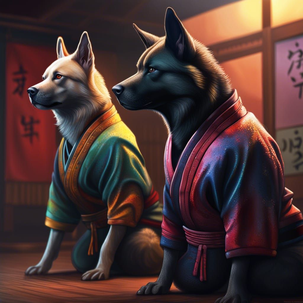 Ninja dogs in the dojo - AI Generated Artwork - NightCafe Creator
