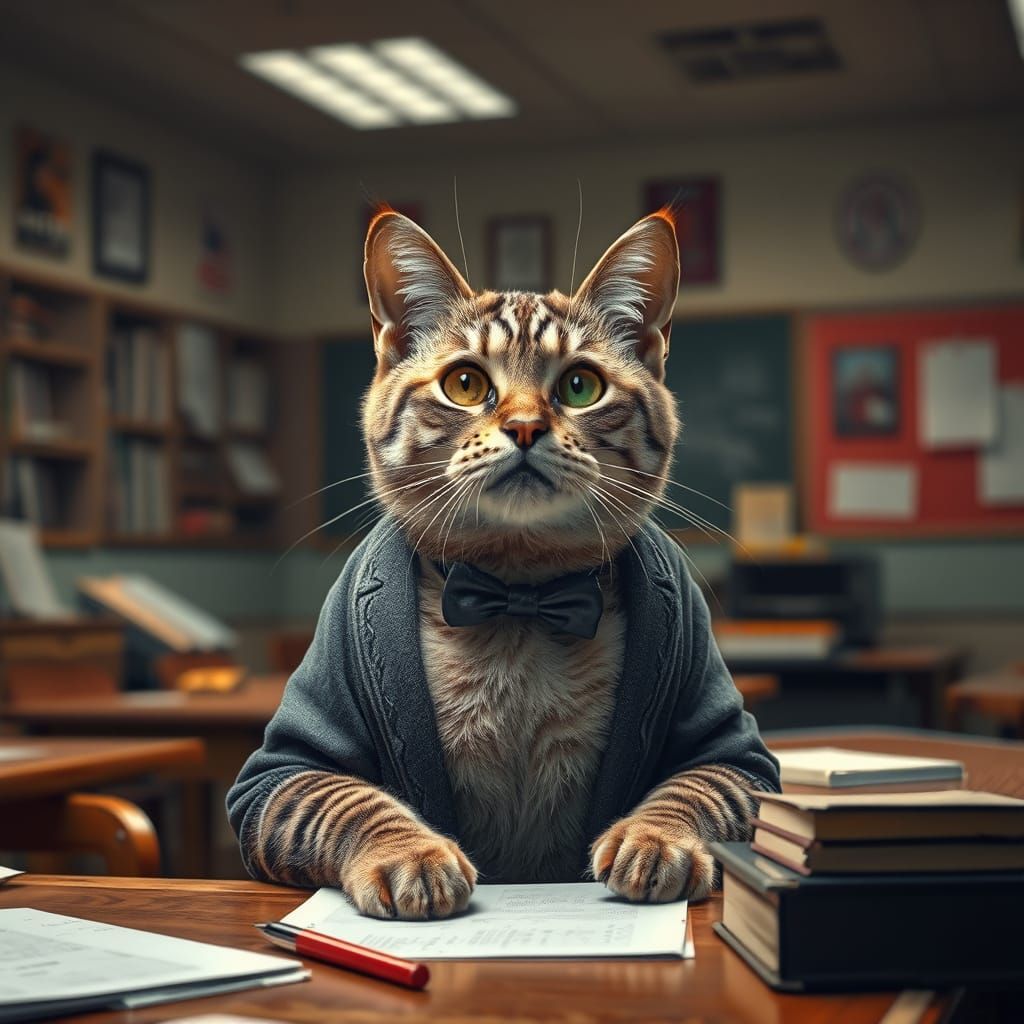 the teacher cat in classroom - Teacher Cat in an Epic Cinema...