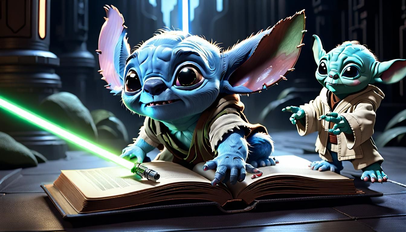Stitch is learning the way of the Jedi... - AI Generated Artwork ...