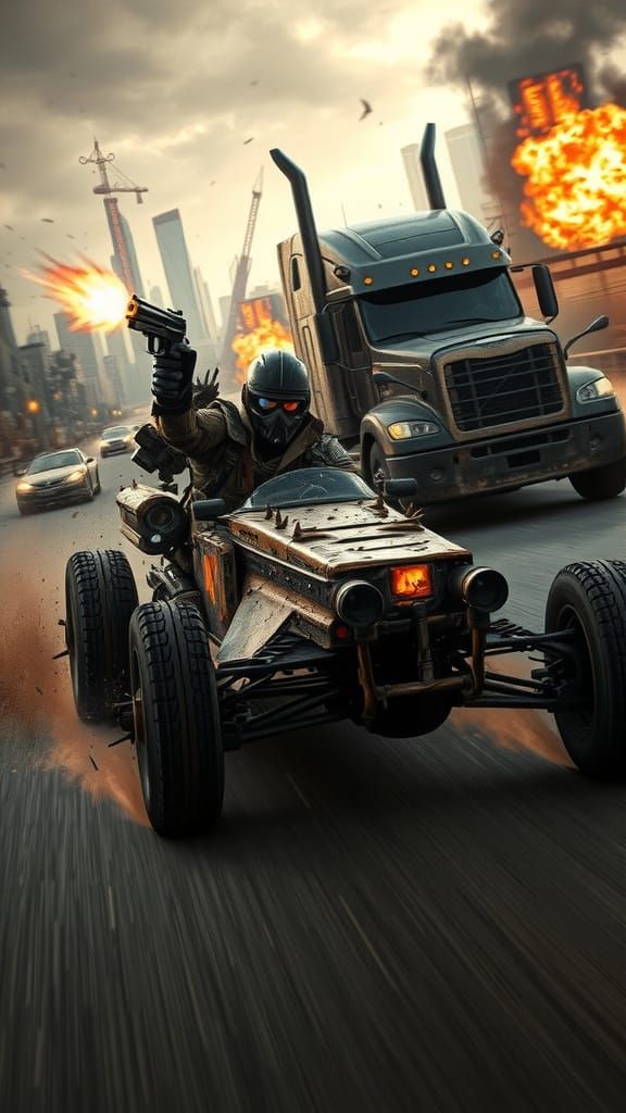 Daily Commute - Post-Apocalyptic Driver Speeds Through Ruine...