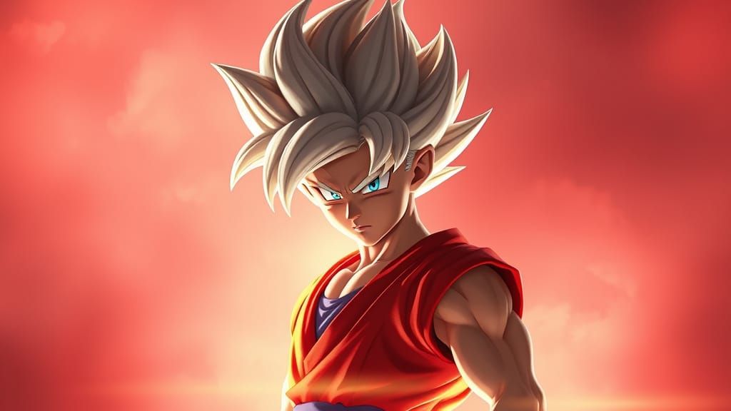 Gohan in Super Sayajin Pose, Heroic and Epic - AI Art