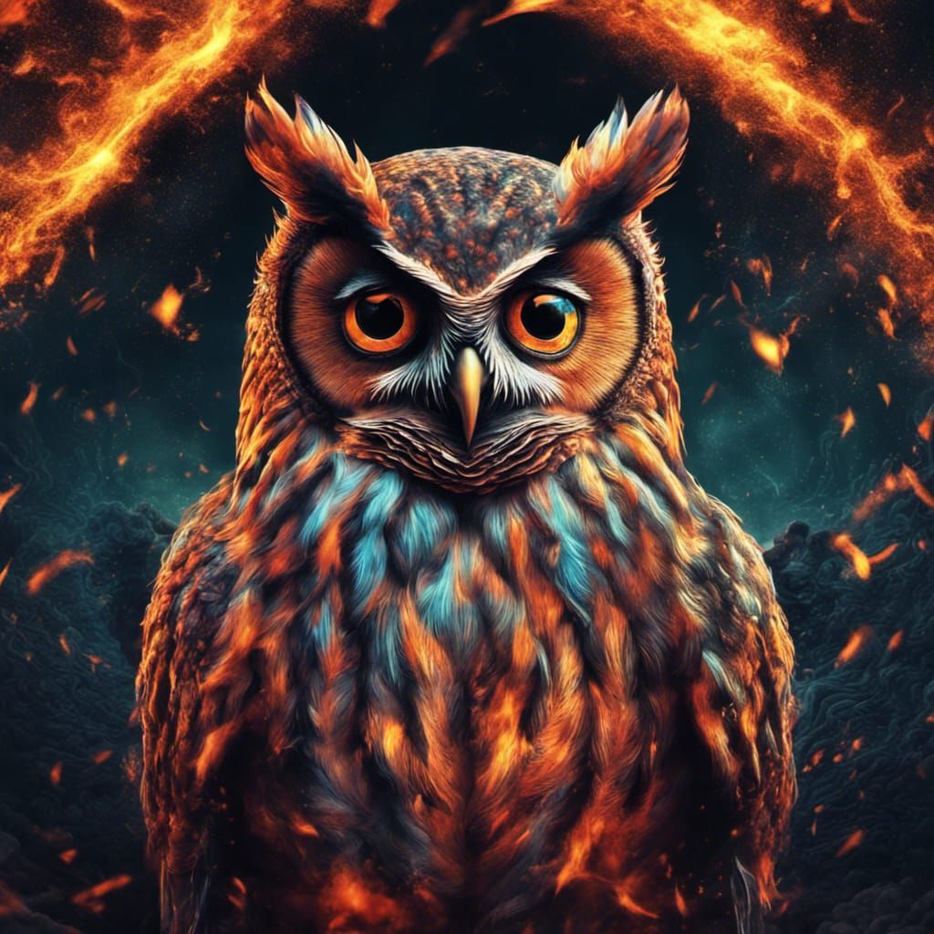 Burning owl - AI Generated Artwork - NightCafe Creator