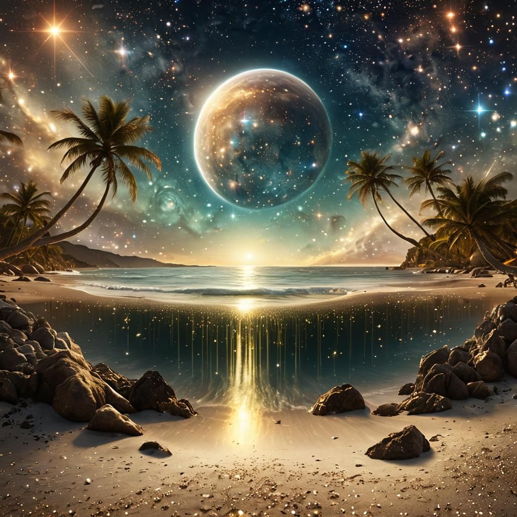 Fantasy Seascape - Stunning Celestial Beach in Ethereal Beau...