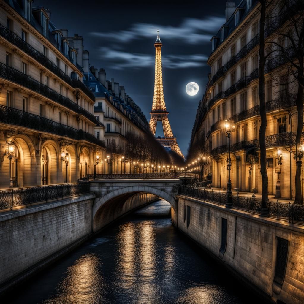 Paris by the moonlight - AI Generated Artwork - NightCafe Creator