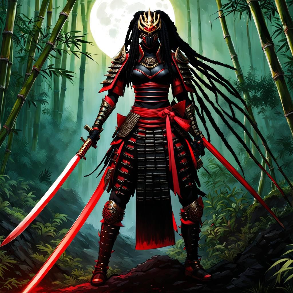 Black dreadlocks female yuatja predator, , black and gold full body ...