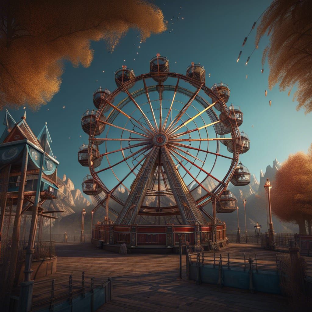Old-fashioned Ferris Wheel - AI Generated Artwork - NightCafe Creator