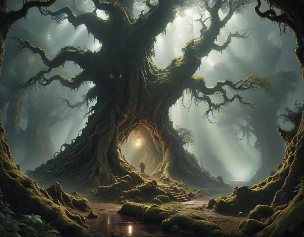 Primordial Forest Sanctuary in Ancient, Ethereal L... - AI Art