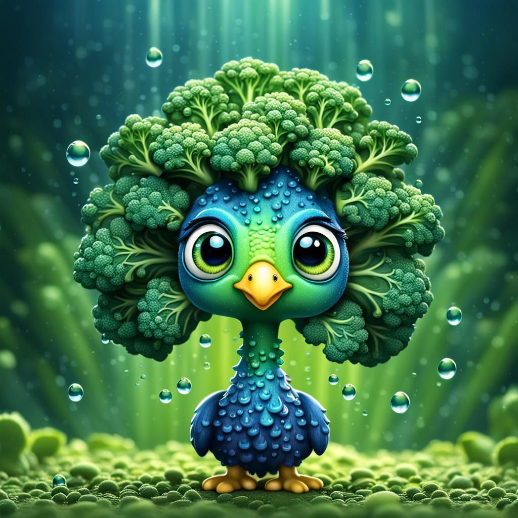Chibi Peacock Broccoli - AI Generated Artwork - NightCafe Creator