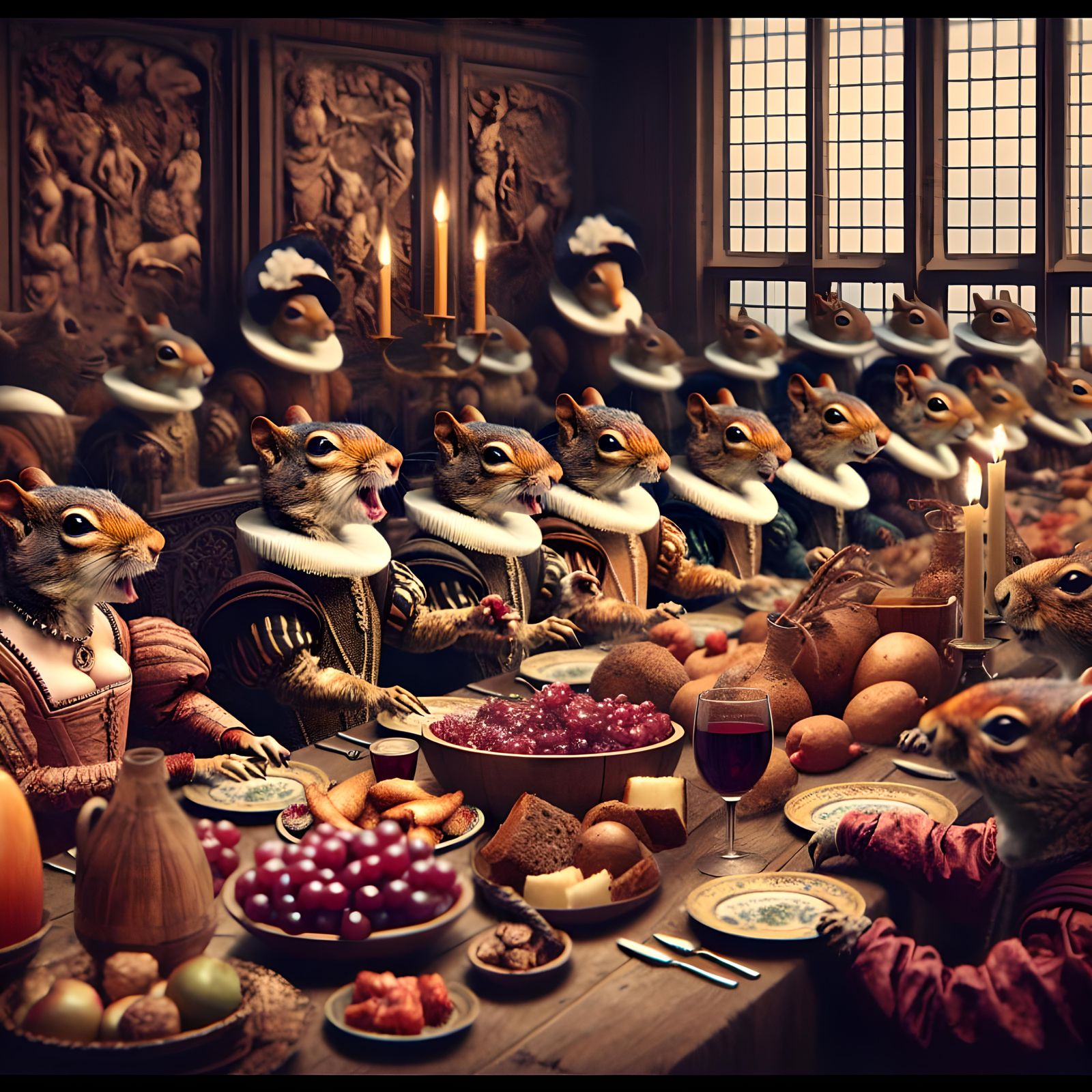 Squirrel Dinner Party in Tudor England - AI Generated Artwork ...