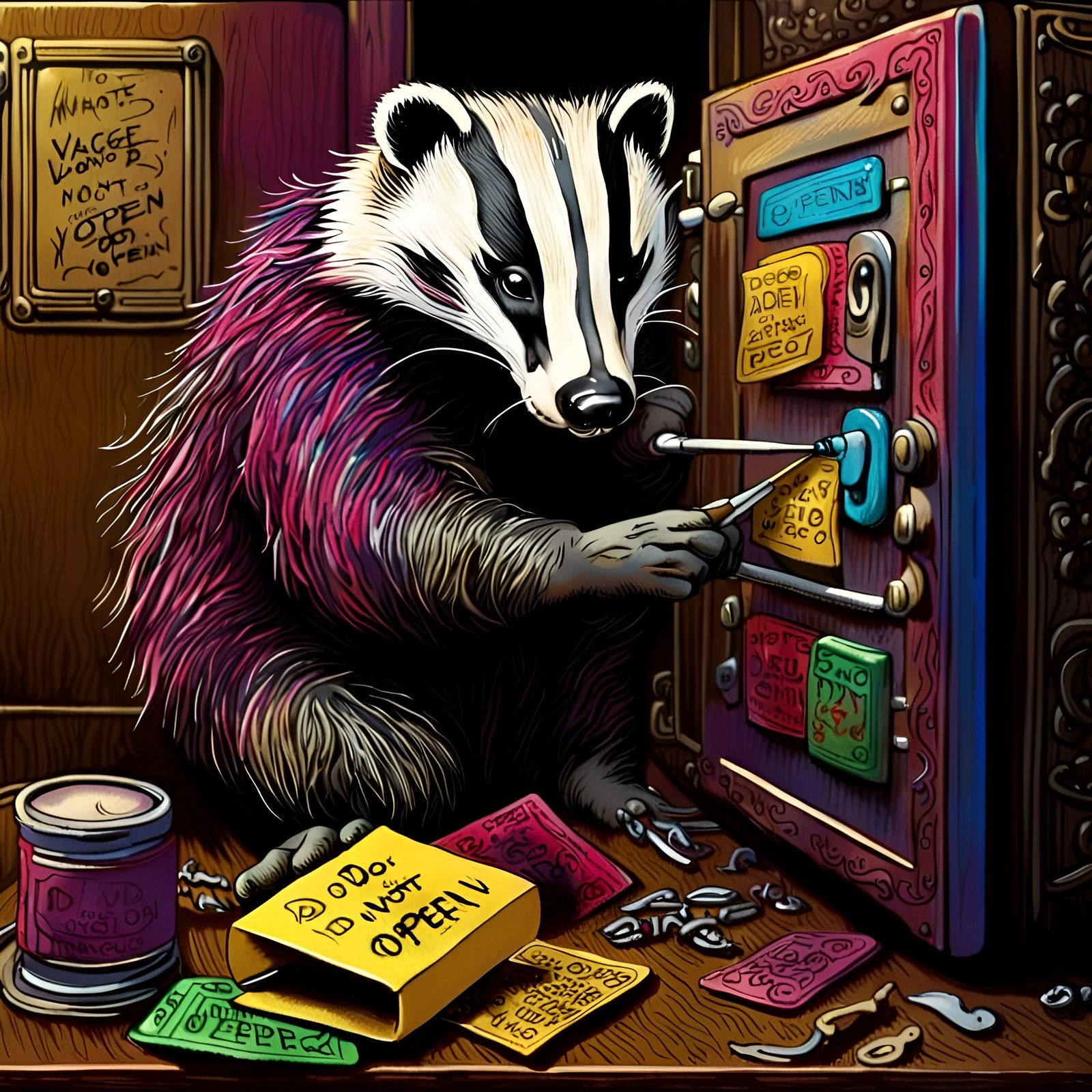 The Lock-Picking Badger - AI Generated Artwork - NightCafe Creator