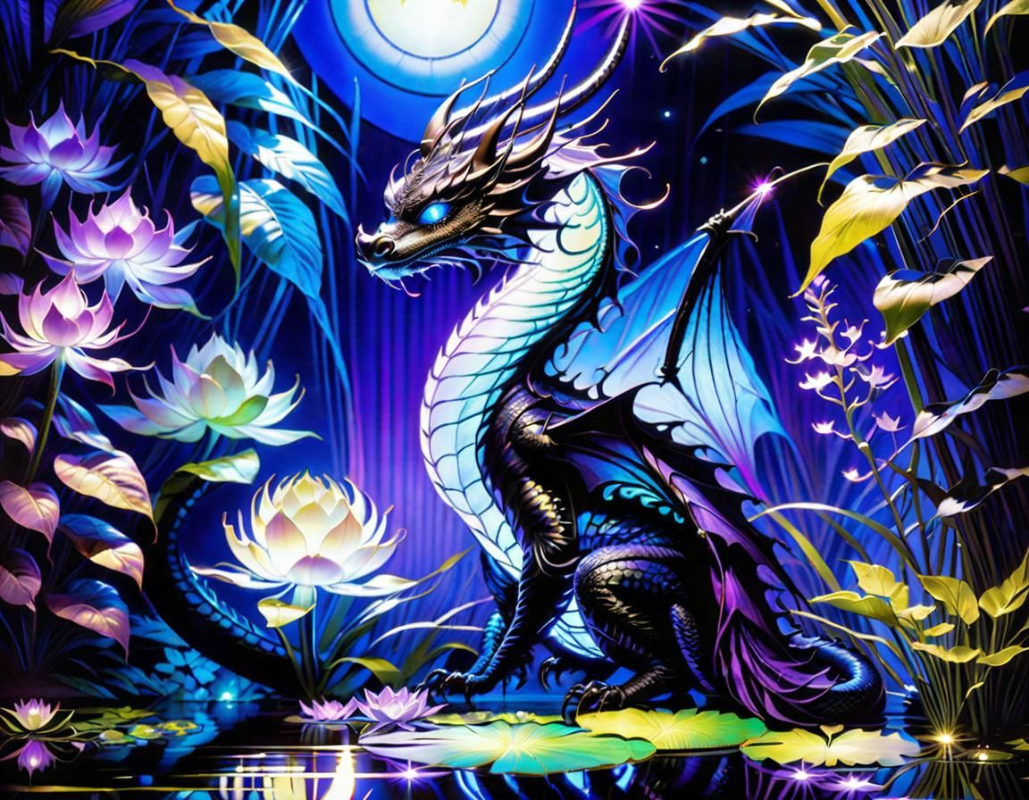 BLACK LIGHT DRAGON POSTER - AI Generated Artwork - NightCafe Creator