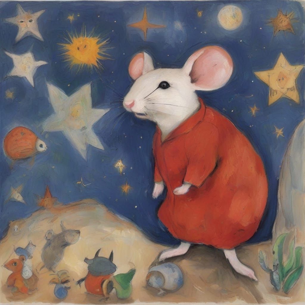 Surreal Mouse Discovers Cosmic Fantasy Creatures - AI Art