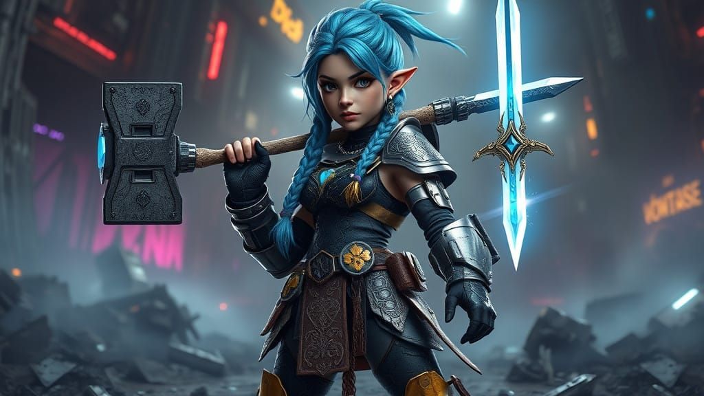 A powerful, compact female dwarf with short, muscular proportions ...