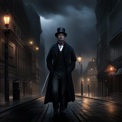 hyperrealistic 18th century gothic london, jack the ripper walks the ...