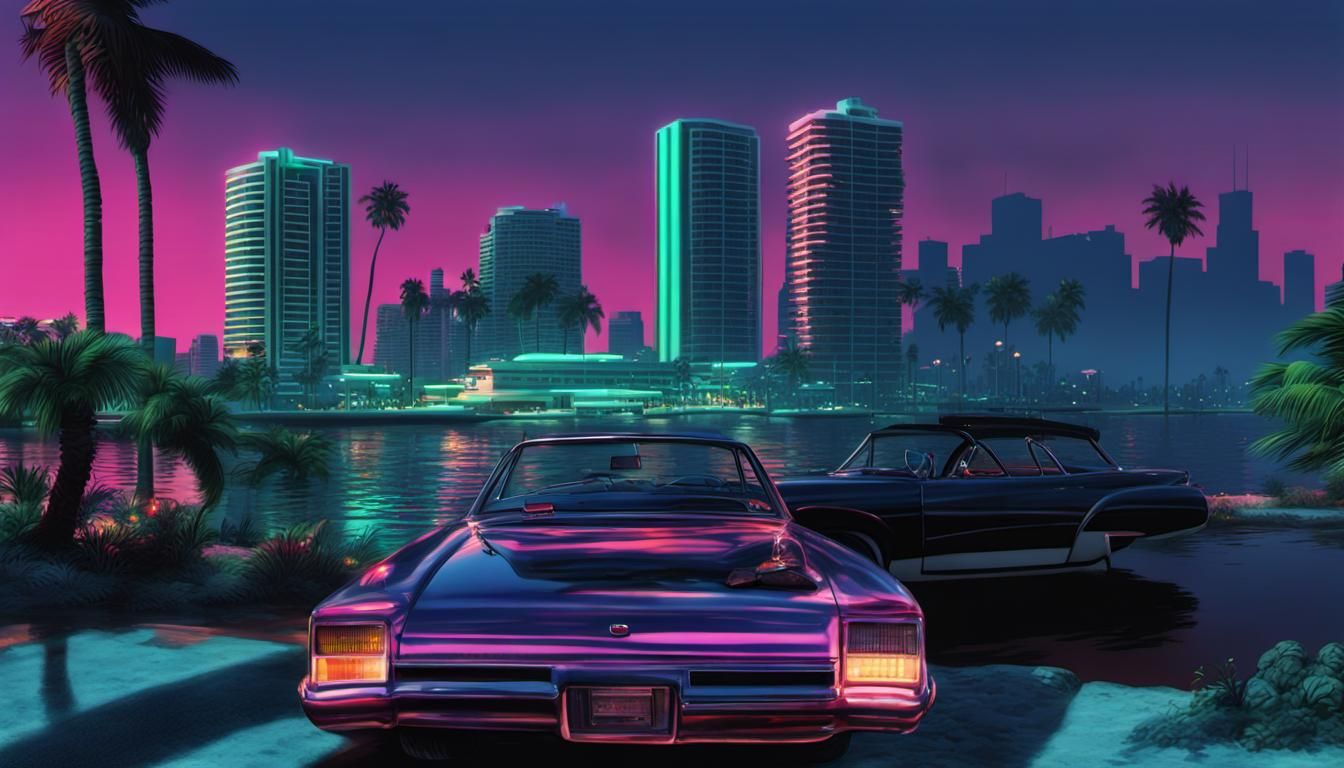 Sunset in Vice City - AI Generated Artwork - NightCafe Creator