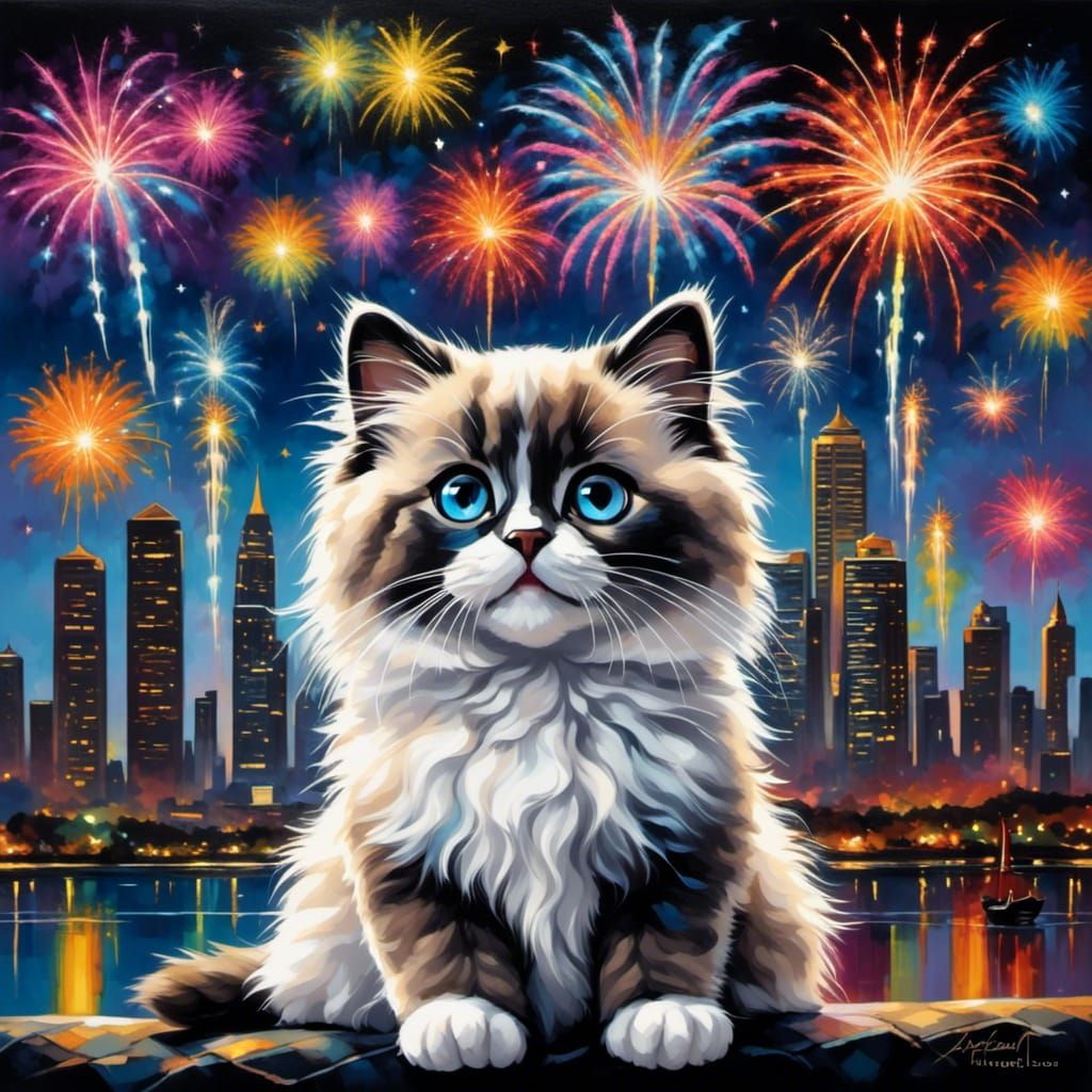 Fireworks cat - AI Generated Artwork - NightCafe Creator