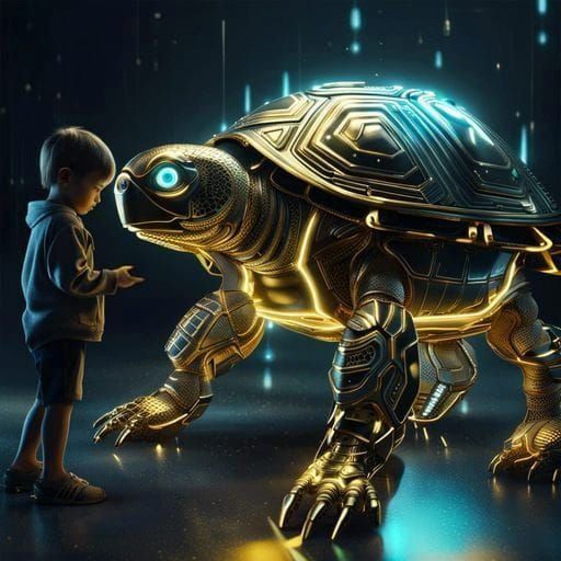 The Boy And His Robotic Turtle Pet - AI Generated Artwork - NightCafe ...