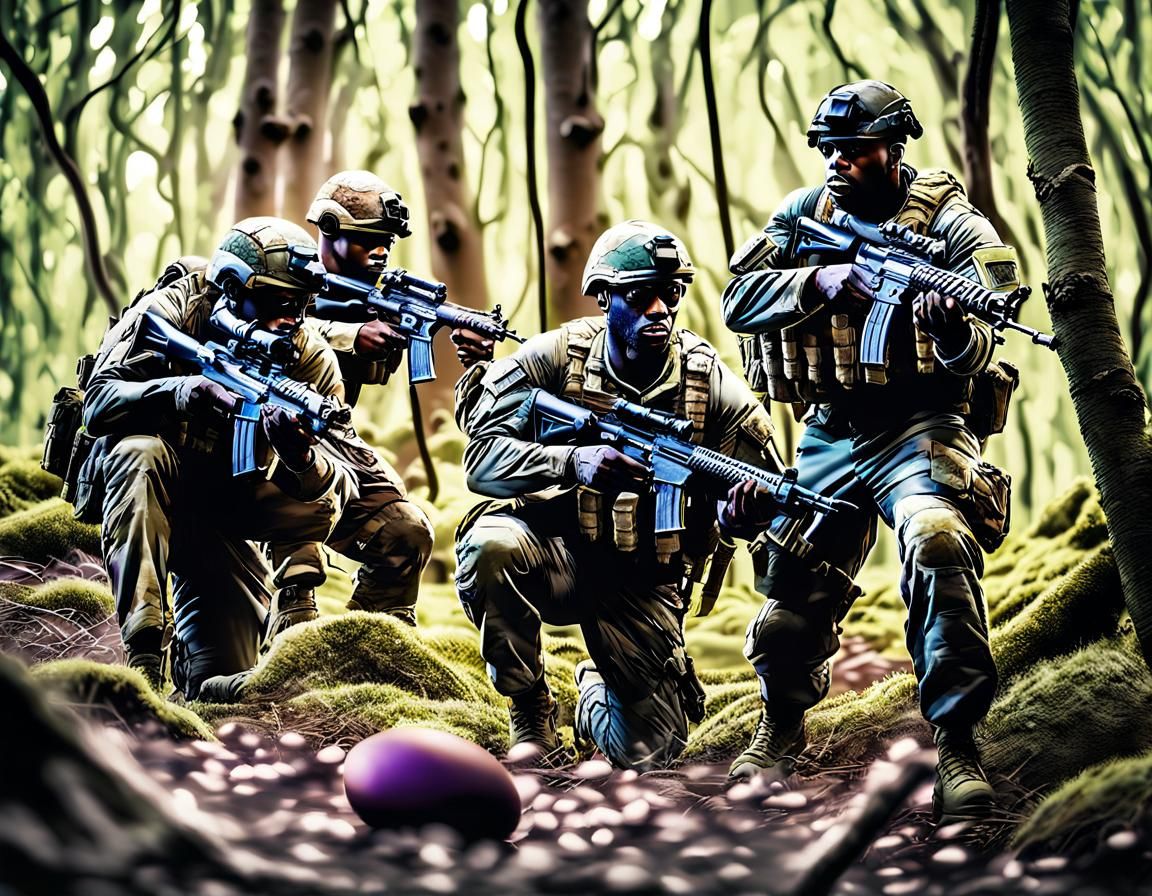 team of elite african-american special ops, in full tactical special ...