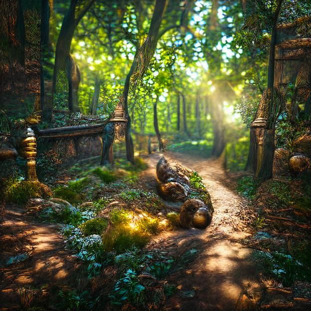 Peaceful sunlit woodland path beautifully lit Ferdinand Knab (6) [8K 3D ...