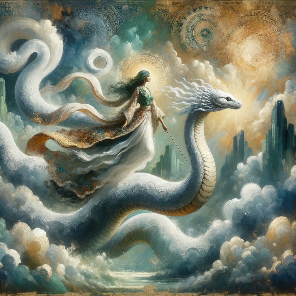 White Serpent Princess - Ethereal South Asian Goddess Amidst...