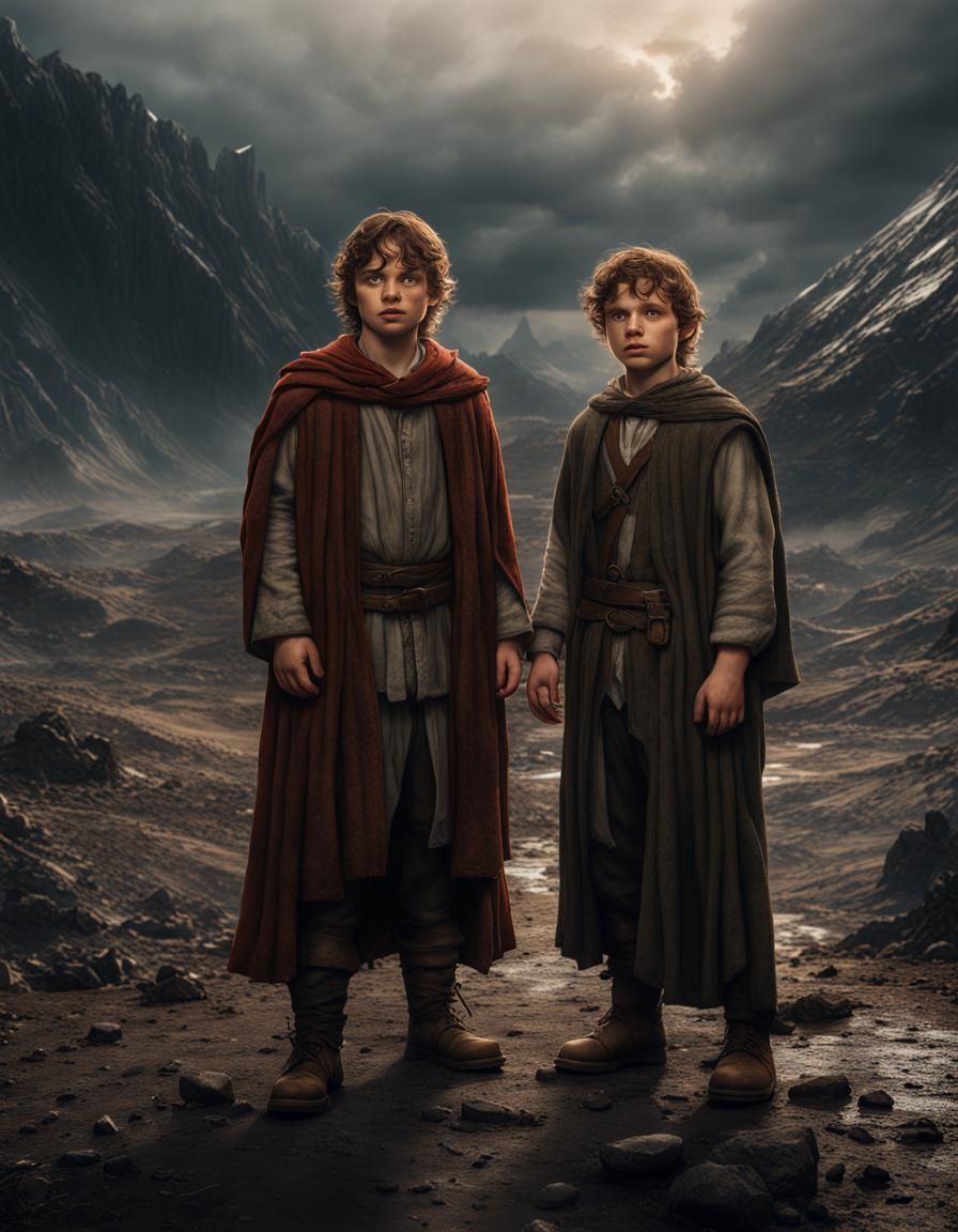 frodo and sam in mordor - AI Generated Artwork - NightCafe Creator