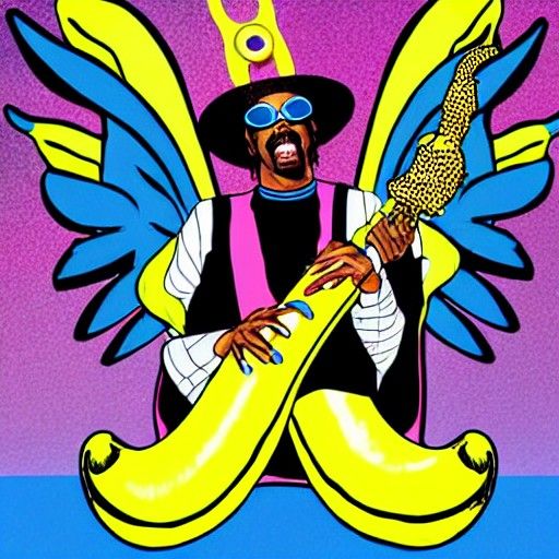 Bootsy Collins bananas wings comic art - AI Generated Artwork ...