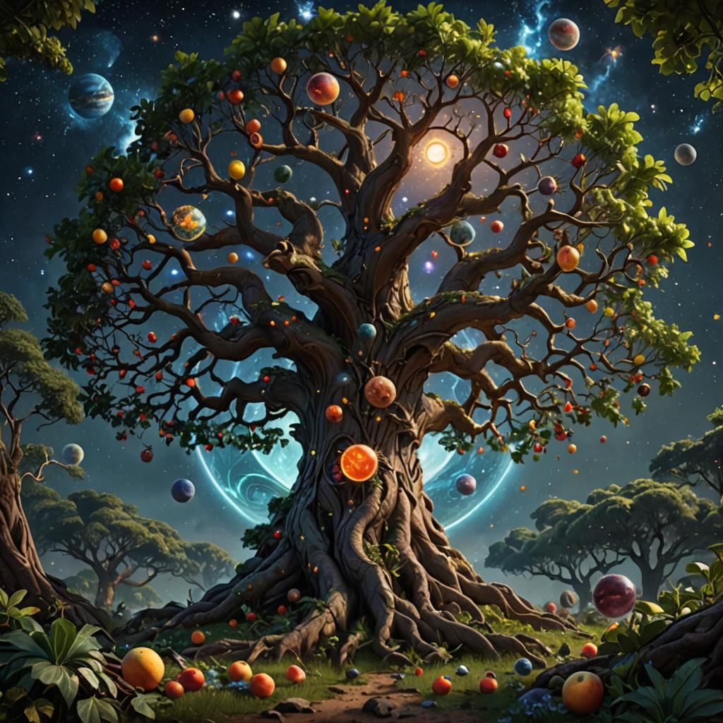A Tree of Planets - AI Generated Artwork - NightCafe Creator