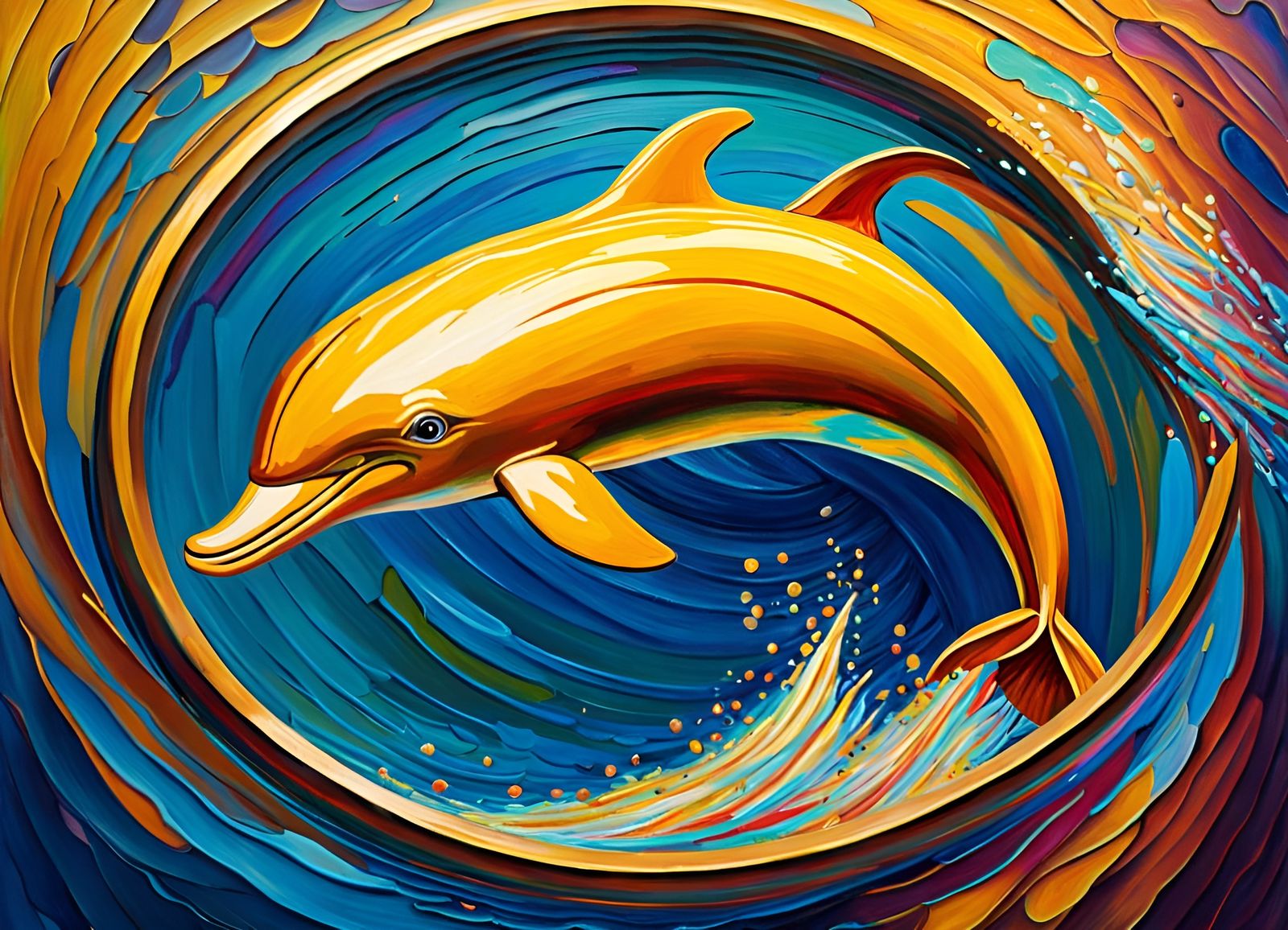 Golden Dolphin Hoop - AI Generated Artwork - NightCafe Creator