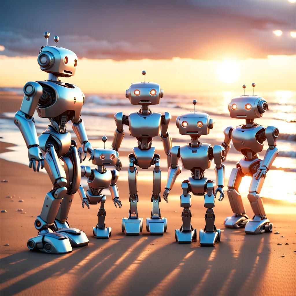 Robots family - AI Generated Artwork - NightCafe Creator