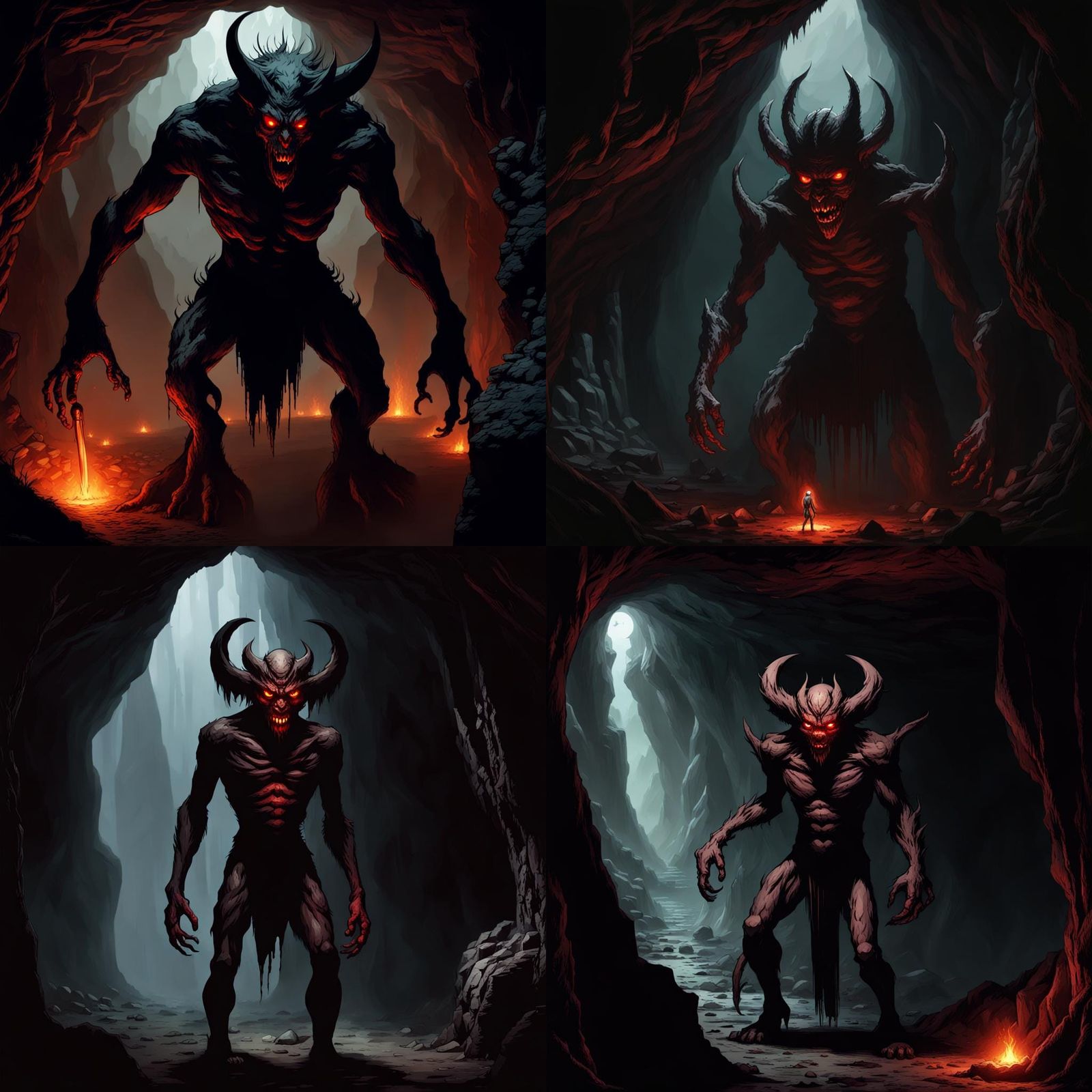 demonic humanoid in a cave - AI Generated Artwork - NightCafe Creator