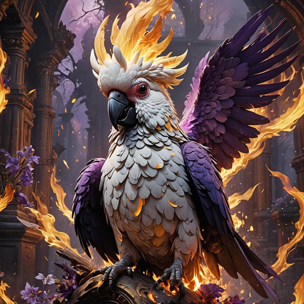 cockatoo on fire - AI Generated Artwork - NightCafe Creator