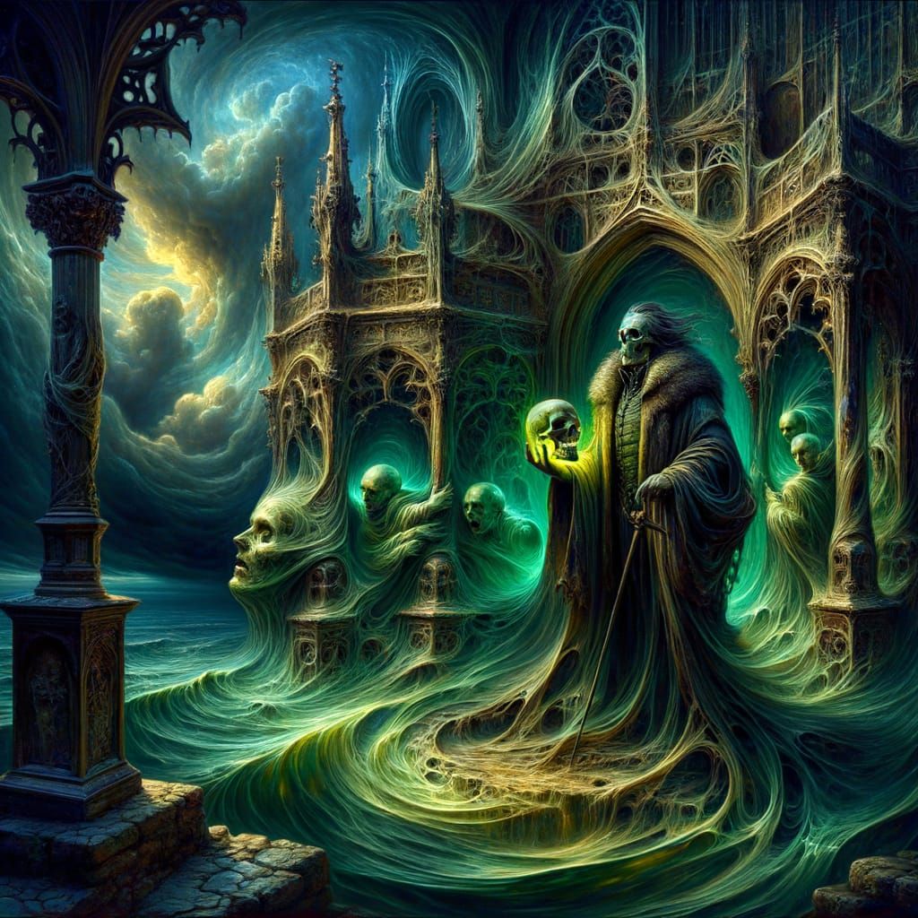 Hamlet in a Haunted Gothic Castle - AI Art