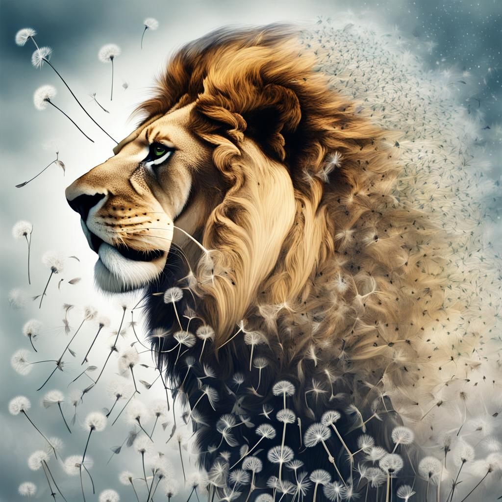Lion - dandelion - AI Generated Artwork - NightCafe Creator