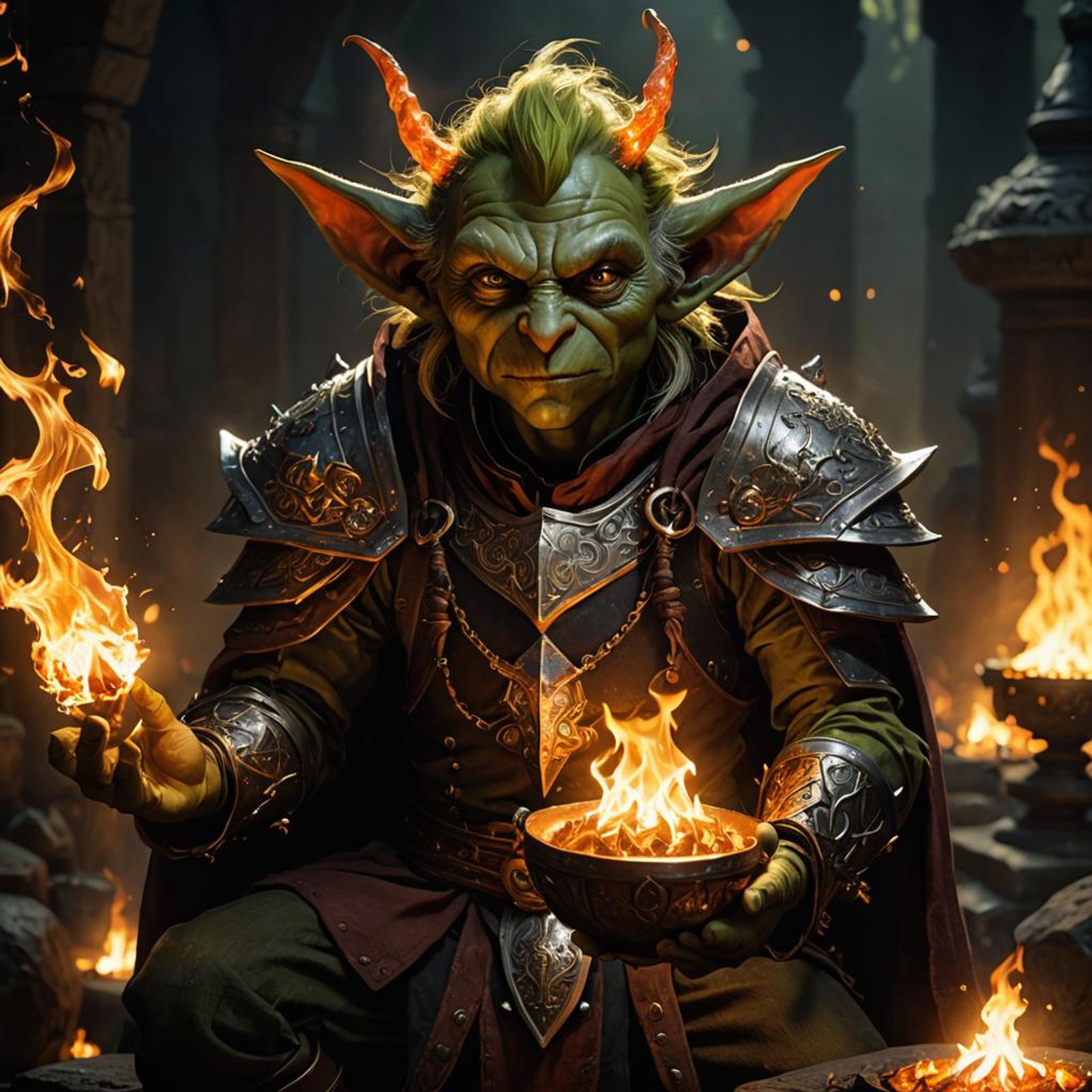 A captivating image of a talented goblin paladin performing a powerful ...