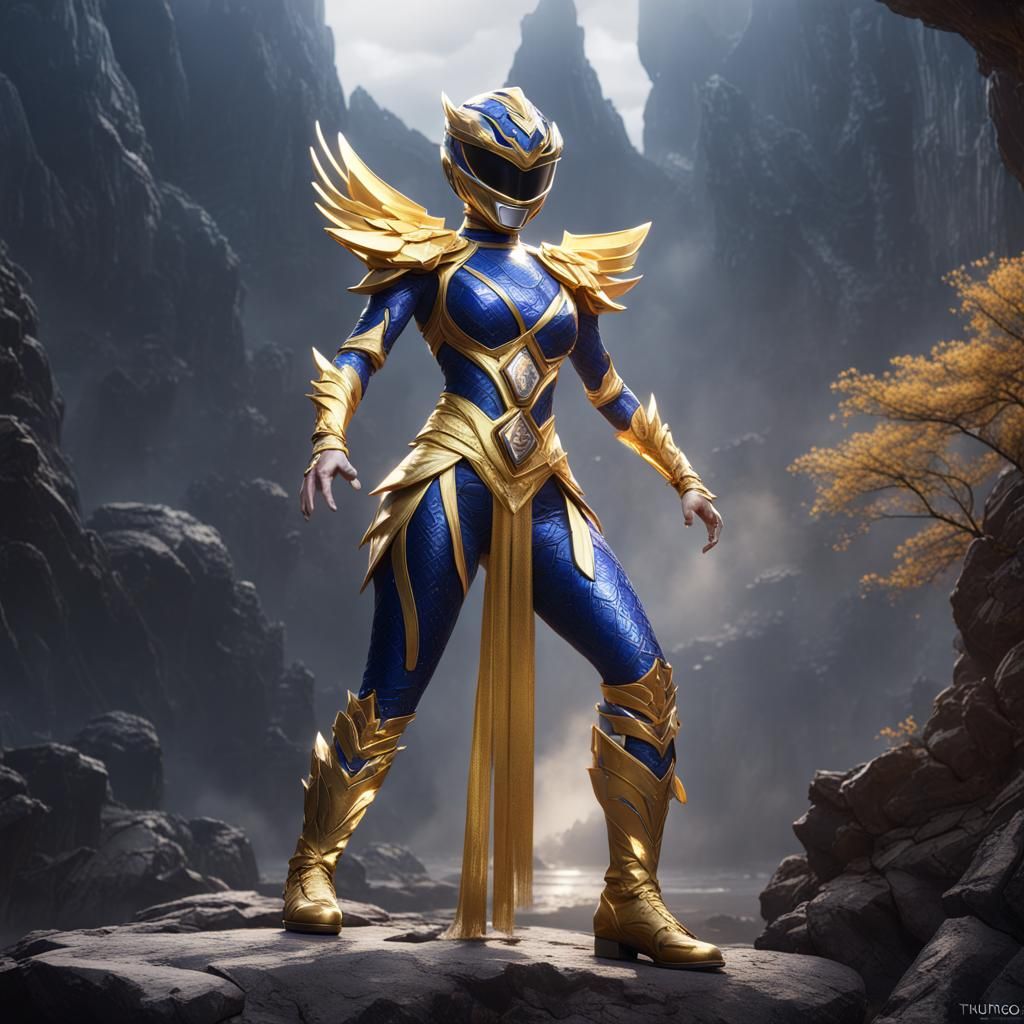 Indigo gold crystal power ranger - AI Generated Artwork - NightCafe Creator