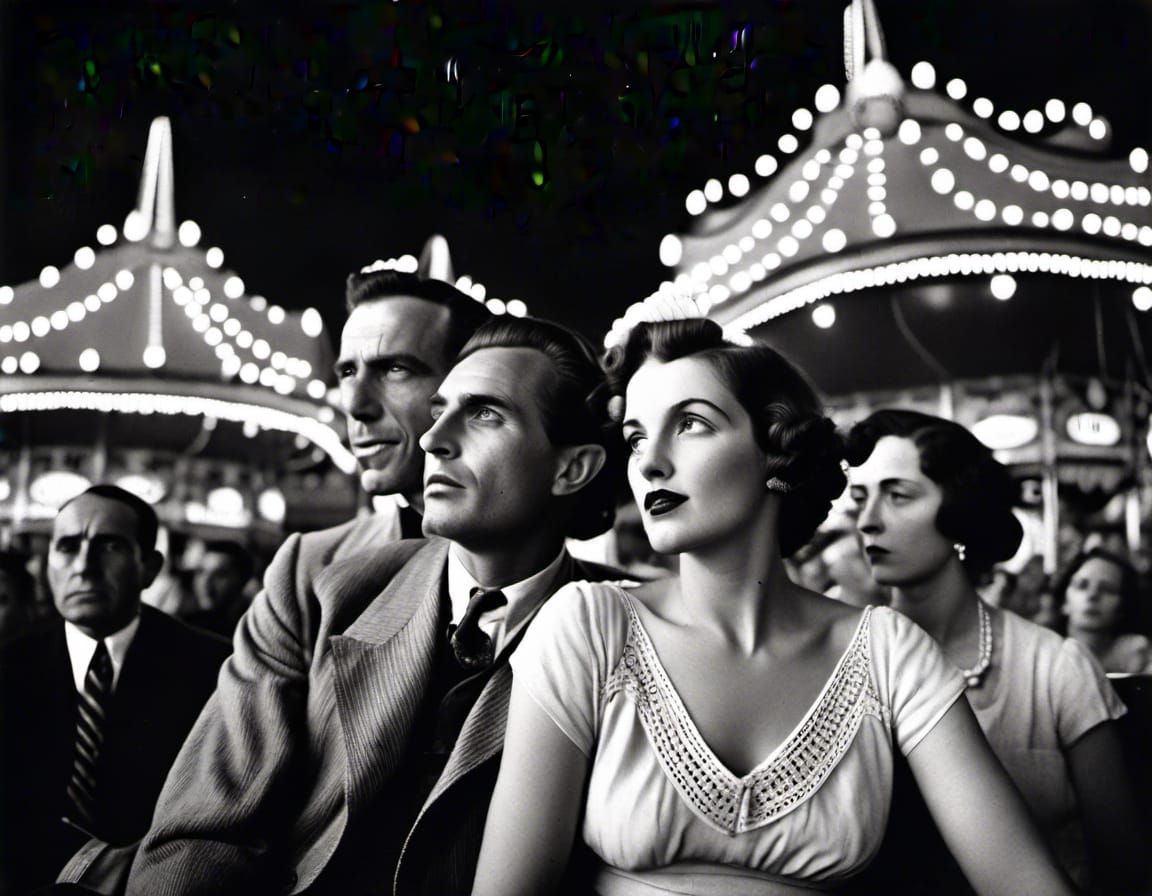 Carnival folk Coney Island Amusement Carnival Park, people on a roller ...