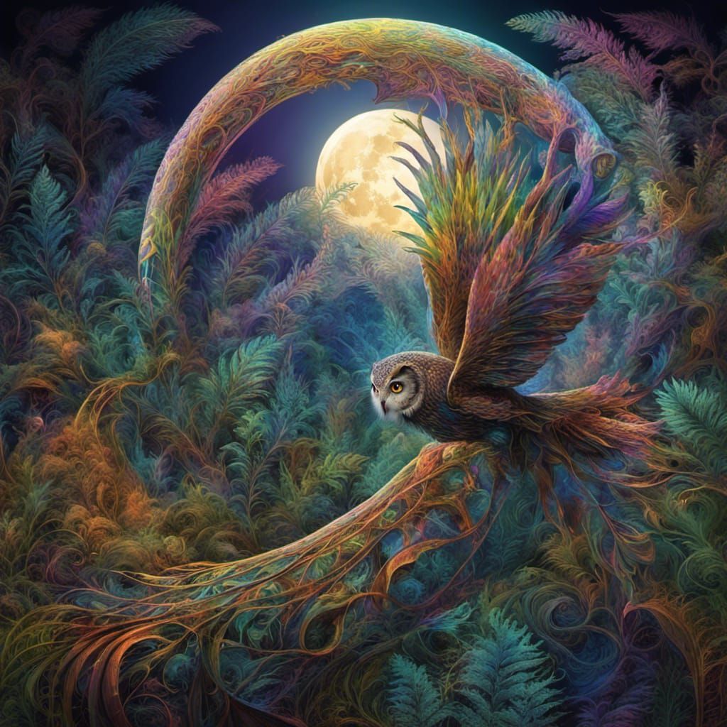 Owl, Air Wizard: 4D INSANELY EXQUISITE_DETAILED_spectral_rainbow ...