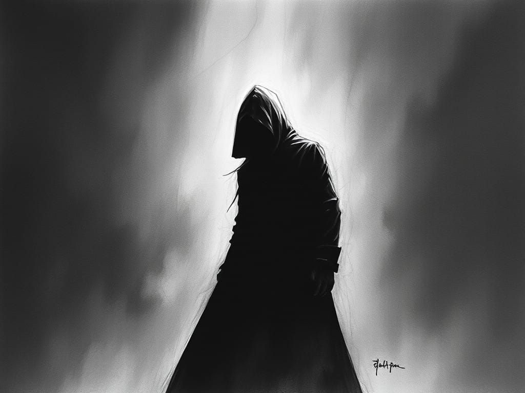 Ominous Figure in Charcoal Drawing - AI Art